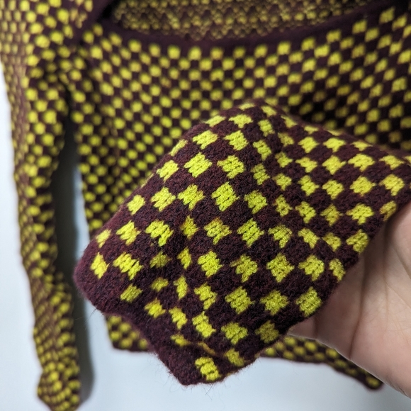 Zara | Sweaters | Nwt Zara Brownyellow Checker Jacquard Knit Cutout ...